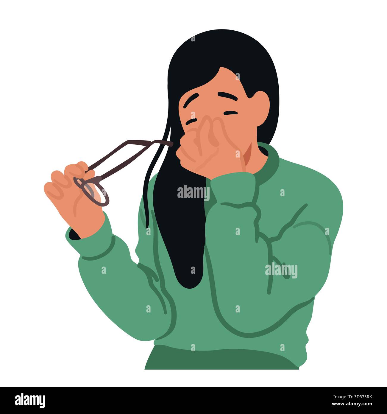 Person tired wearing eye Cut Out Stock Images & Pictures - Alamy