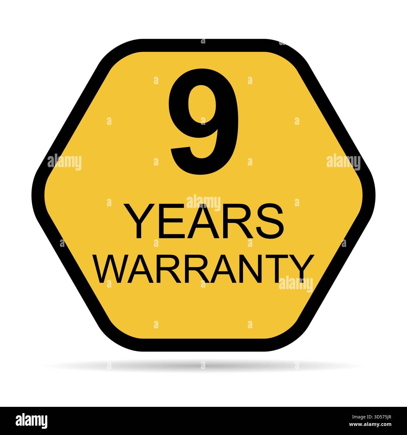 Nine years warranty shadow icon, badge seal guarantee certificate ...