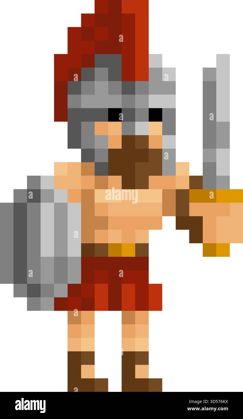 Spartan Trojan Warrior Fantasy Pixel Art Cartoon Stock Vector Image ...