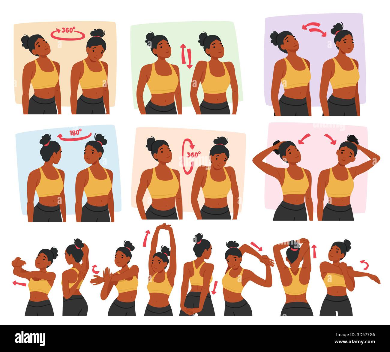 Woman character doing neck Stock Vector Images - Alamy