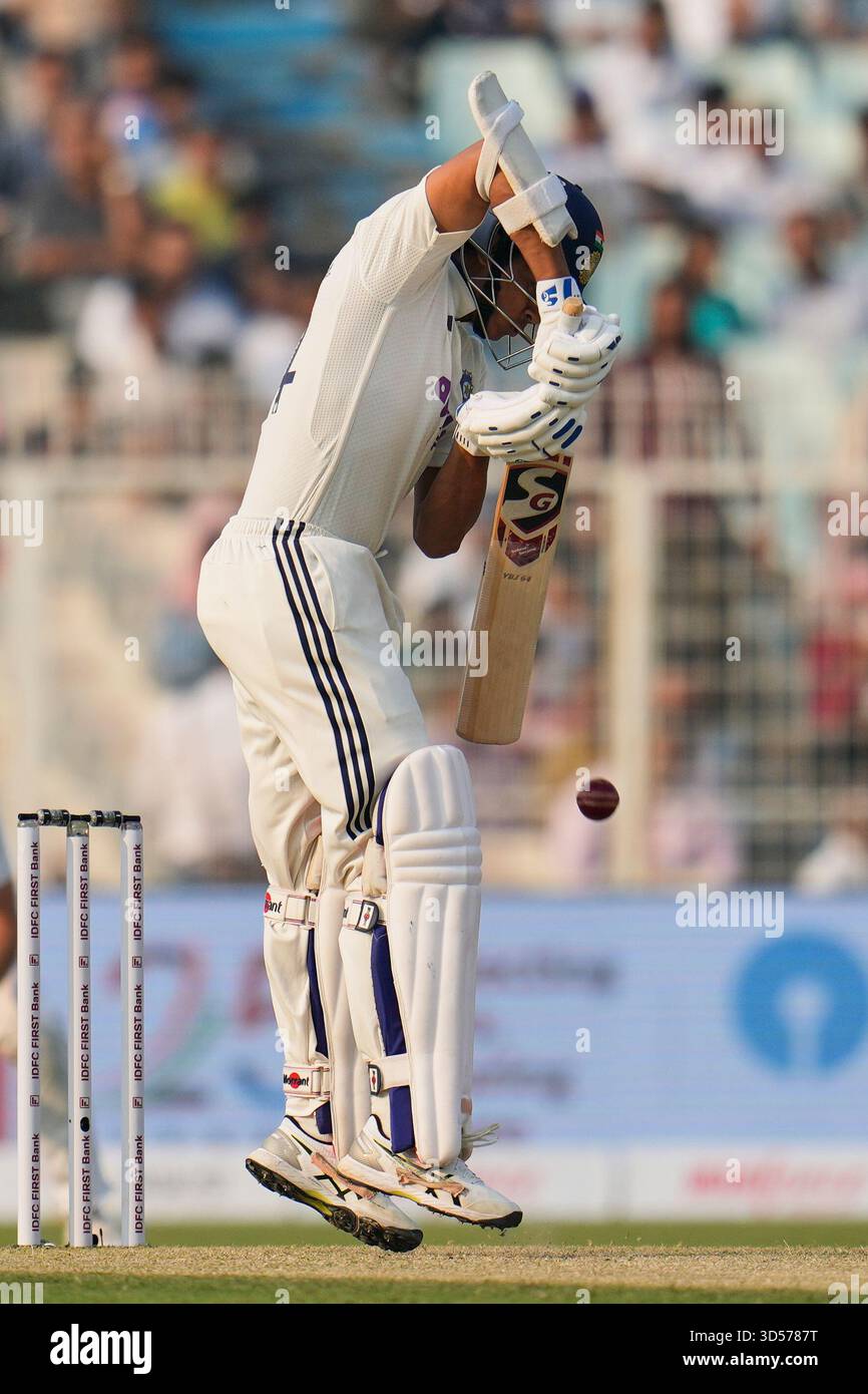India's Yashasvi Jaiswal bats on the first day of the first cricket ...