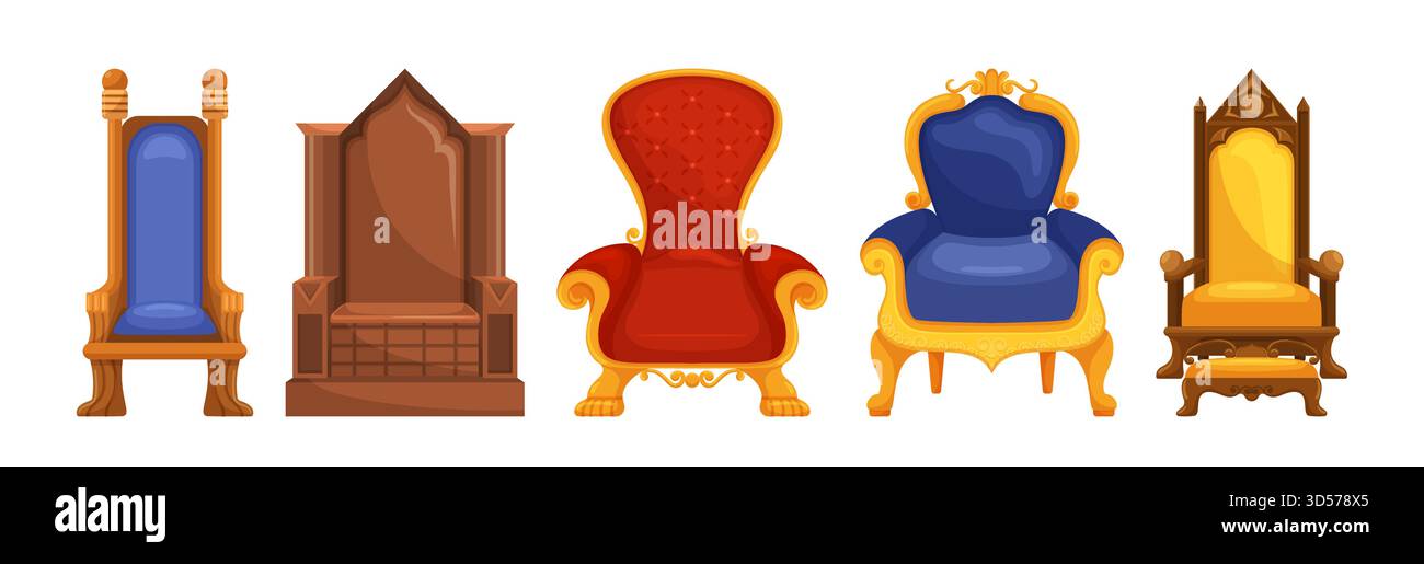Set Of Royal Thrones, Majestic And Regal, Adorned With Intricate ...
