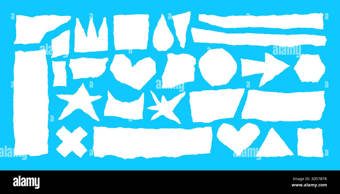 Jagged edge torn paper piece collage grunge cut out shapes vector ...