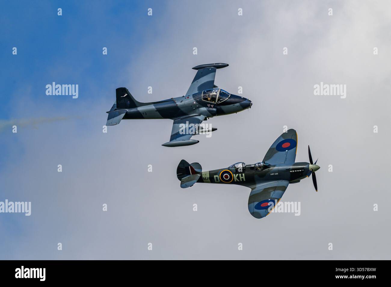 BAC Jet Provost trainer and Spitfire two seat trainer variant flying ...