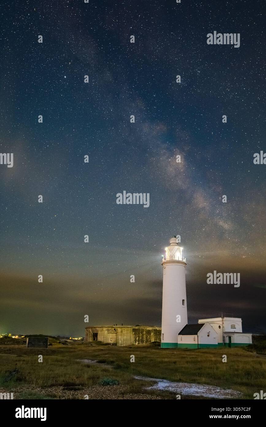 Milky Way over Hurst Point Lighthouse in Hampshire Stock Photo - Alamy