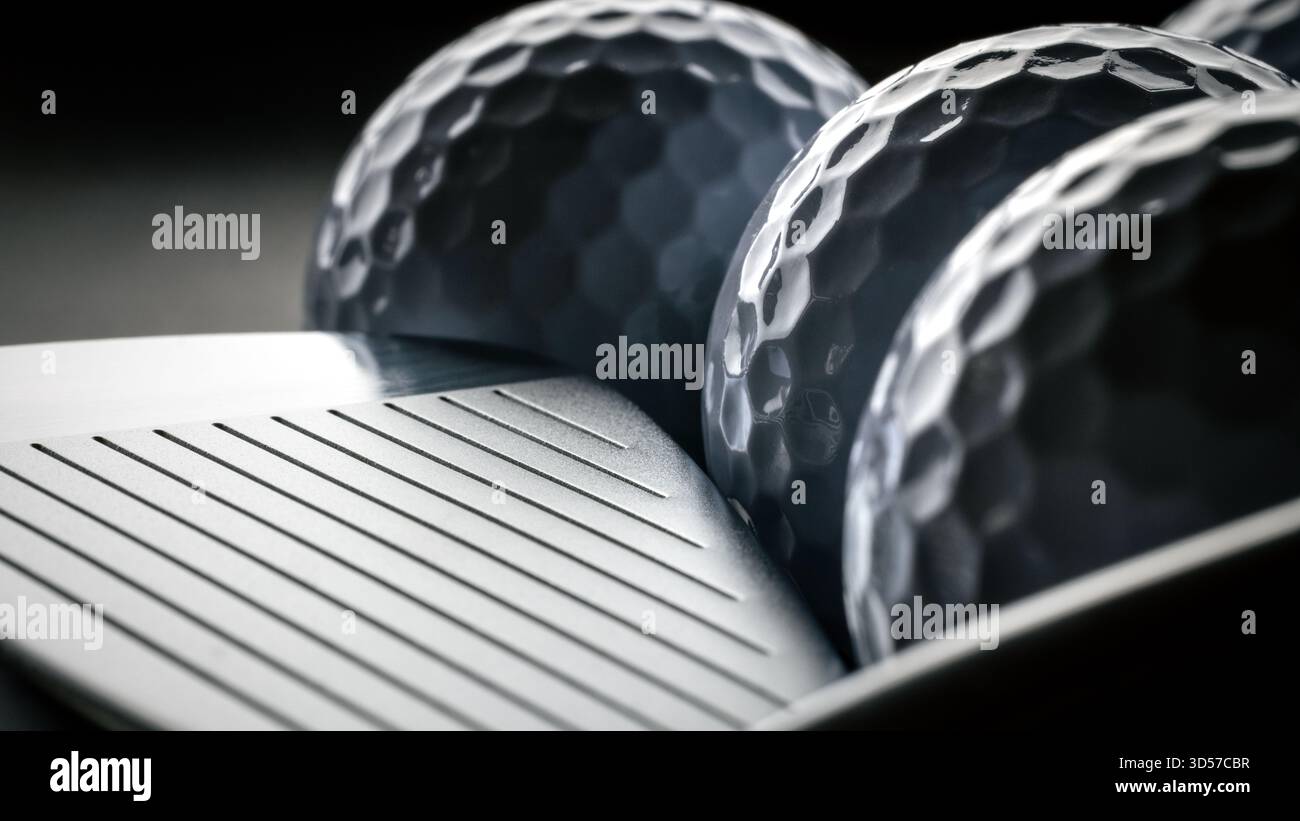 Closeup of golf balls and iron golf club face Stock Photo - Alamy