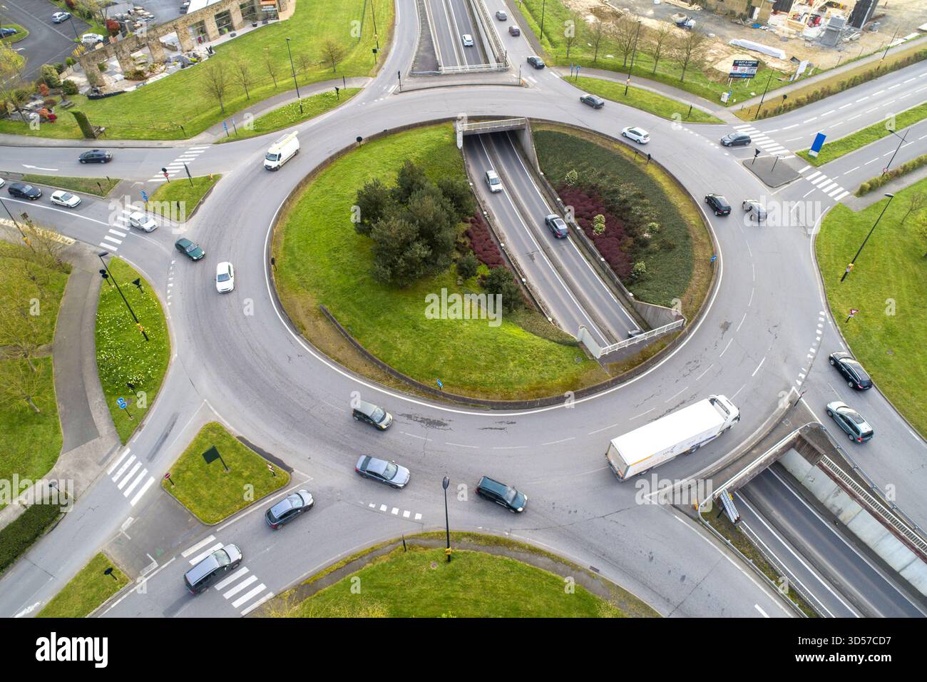 Pacé (Brittany, north-western France): traffic on the Ponant roundabout ...