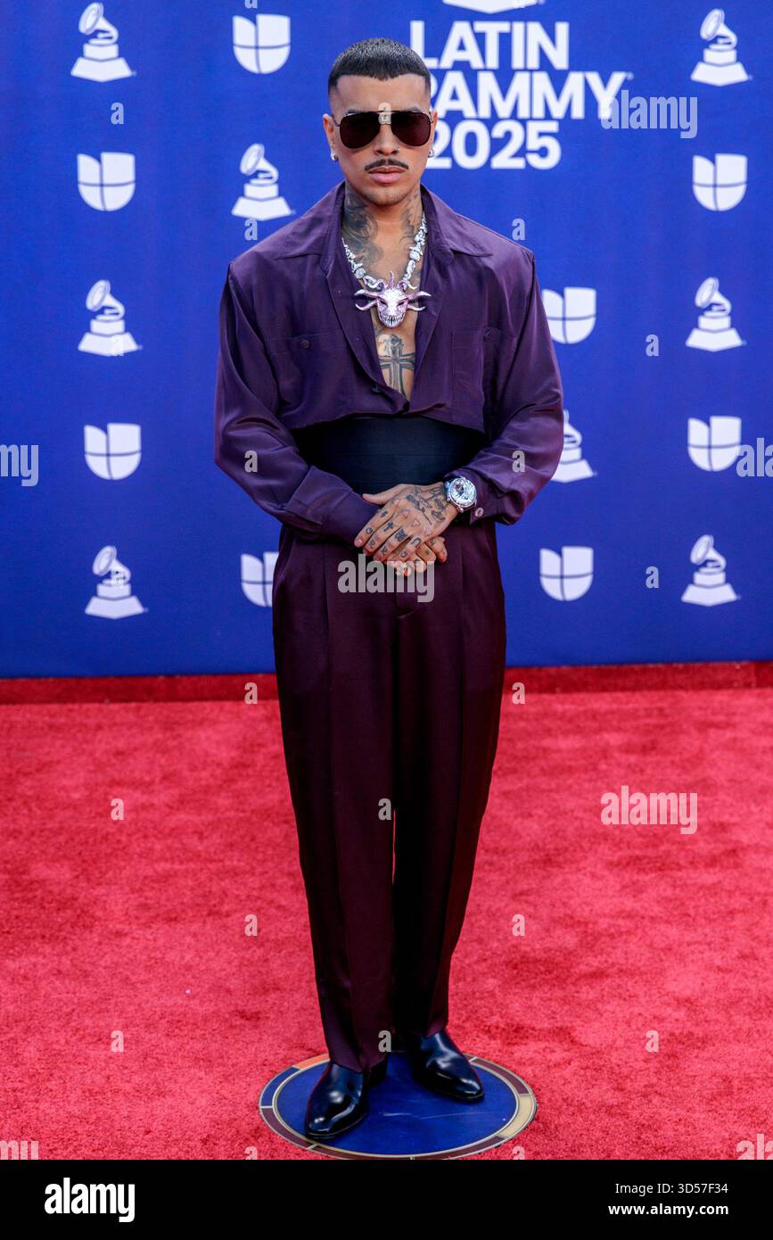 Rauw Alejandro attends the Latin Grammy Awards at the MGM Grand Garden ...