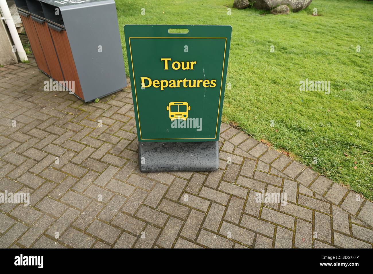 Tour Departures Bus Sign At Terminal Stock Photo - Alamy