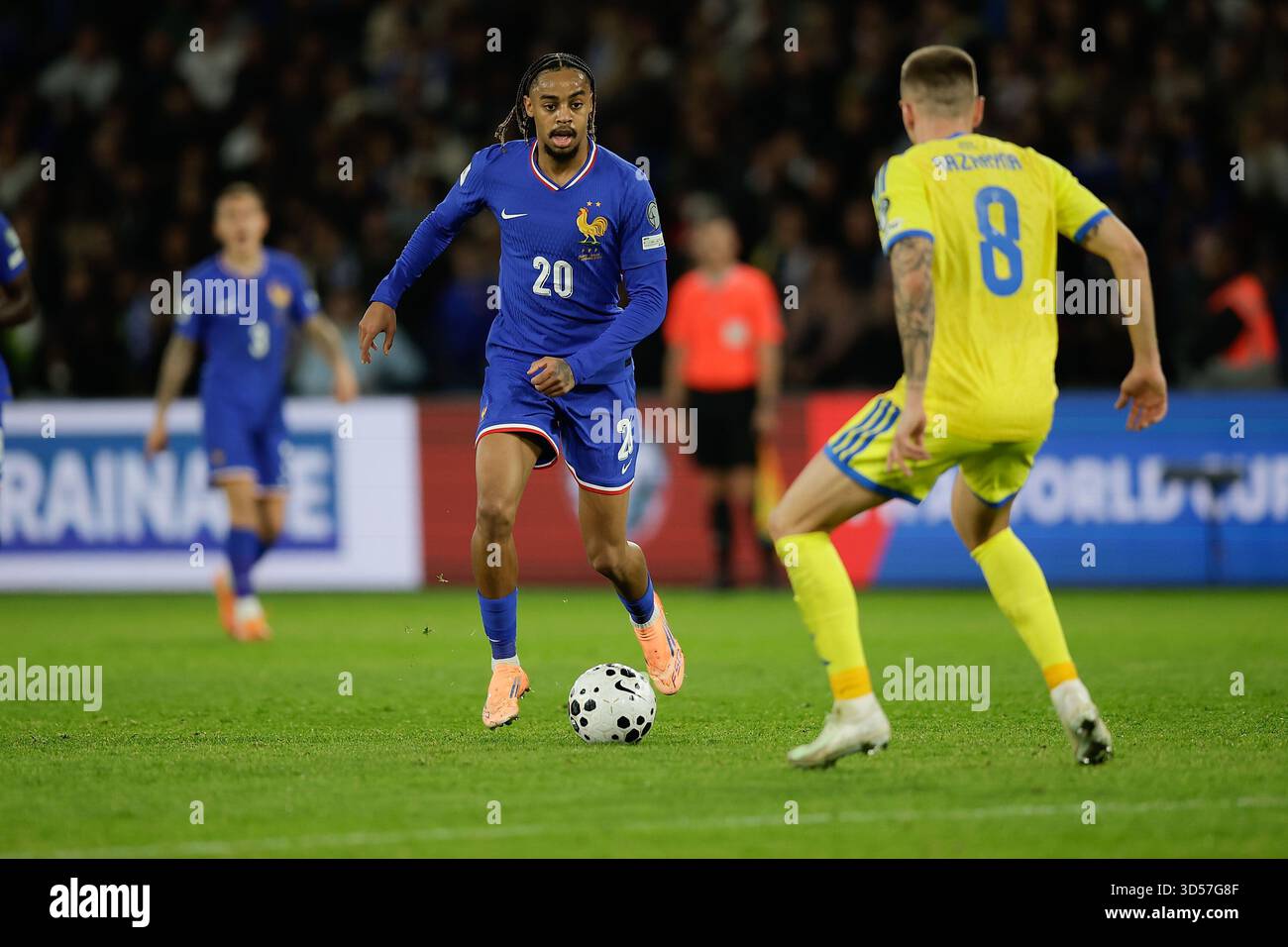 PARIS, FRANCE - 13 NOVEMBER 2025: Bradley Barcola (France), Yehor ...