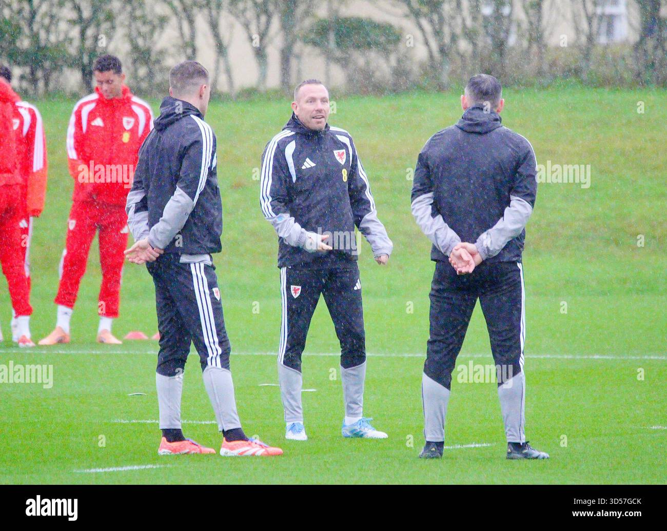 Wales manager Craig Bellamy during a training session at the Vale ...