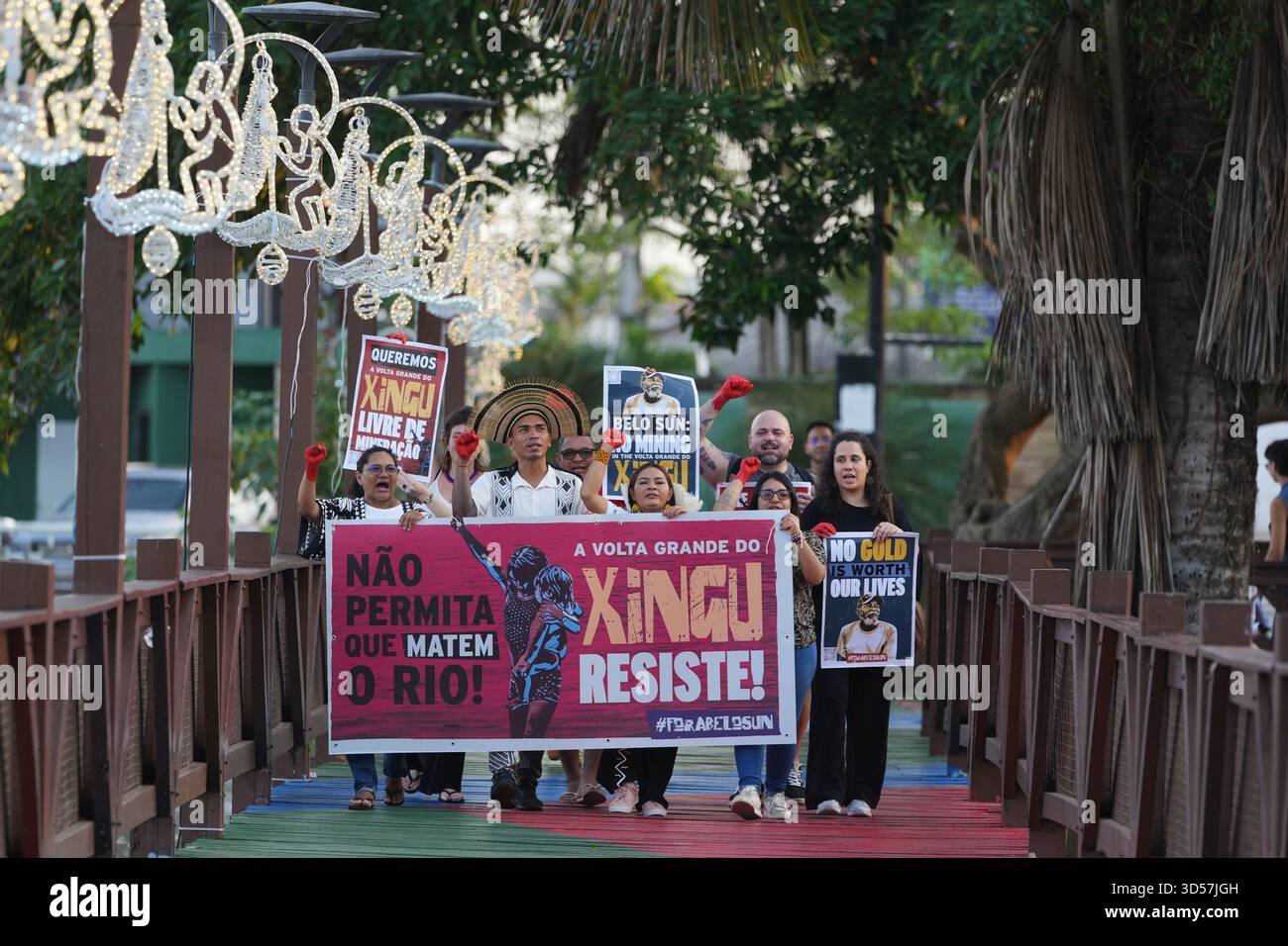 Activists participate in a demonstration to protect the Amazon ...