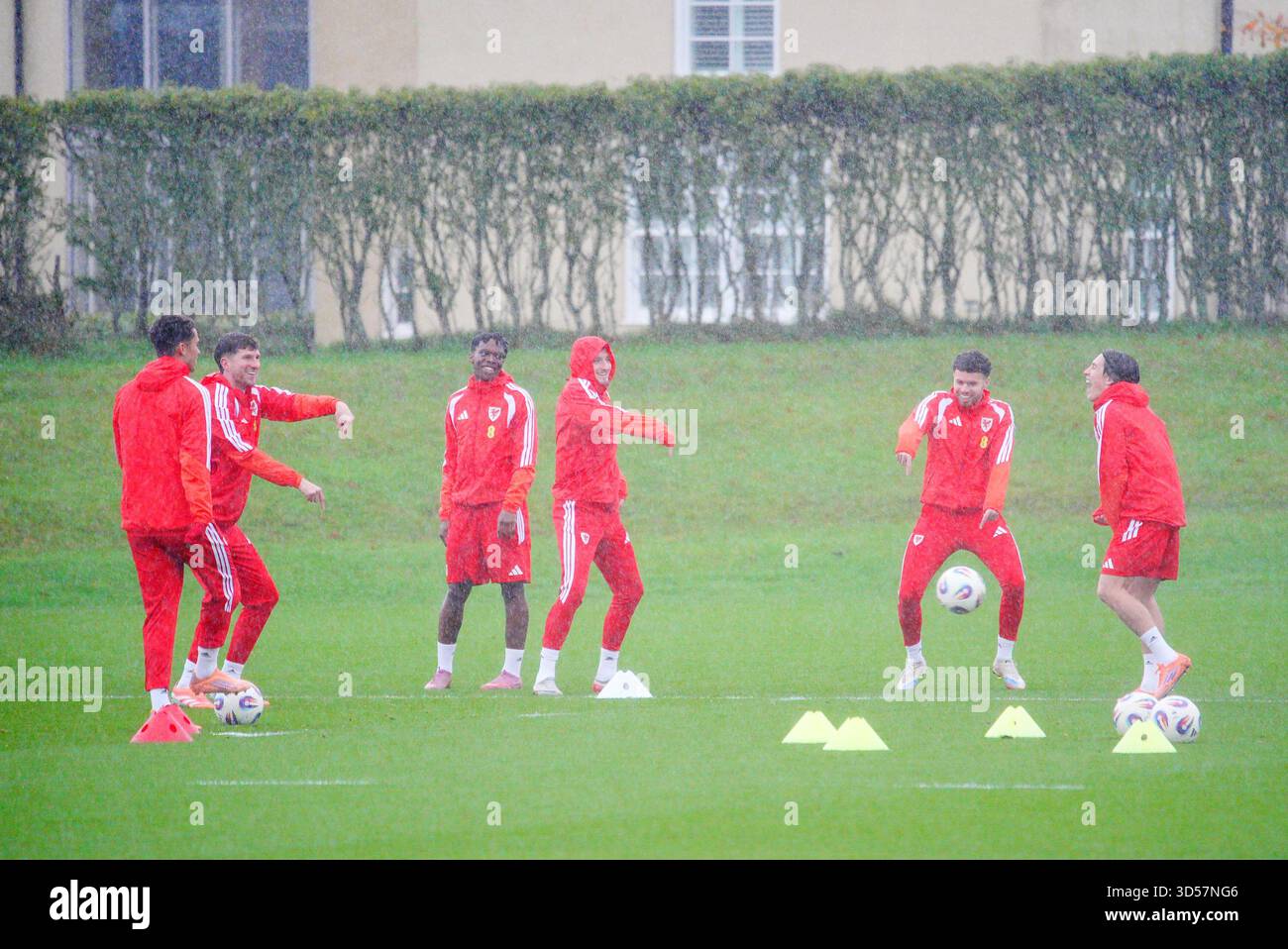 Wales players during a training session at the Vale Resort, Hensol ...