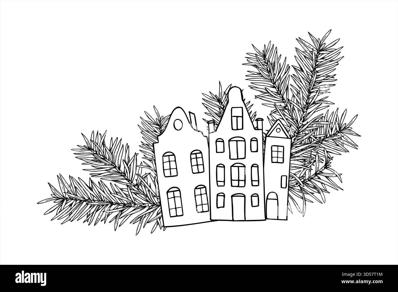 Spruce branches in vintage Stock Vector Images - Alamy