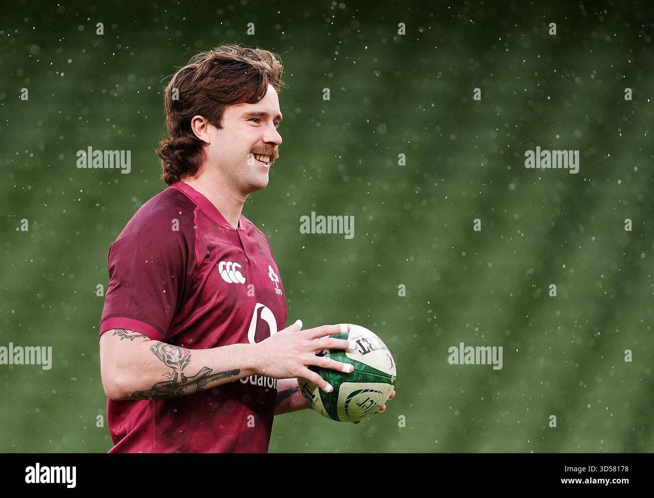 Ireland's Mack Hansen during the captain's run at the Aviva Stadium in ...