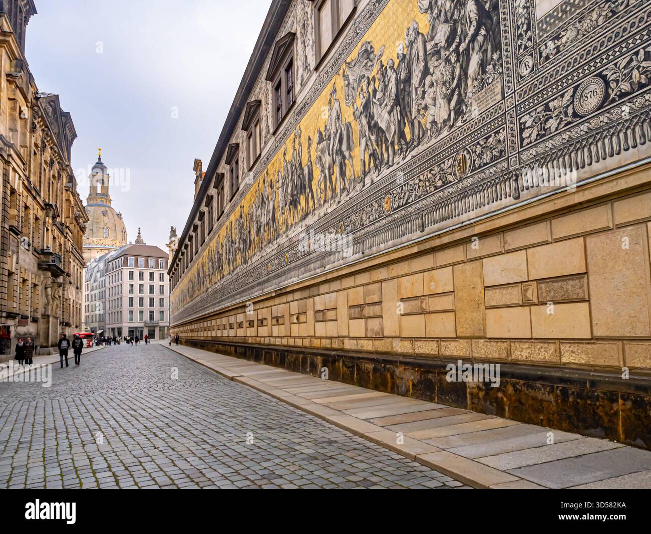 Dresden, Germany -Mar 1,2024: Large mural of a mounted procession of ...
