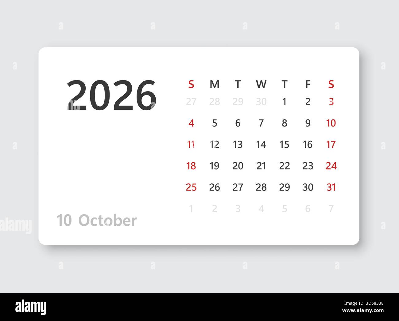 2026 october Stock Vector Images - Alamy