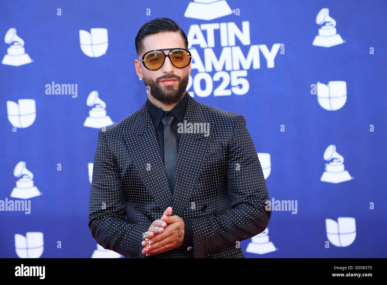 Maluma arrives for the 26th annual Latin Grammy Awards at the MGM ...