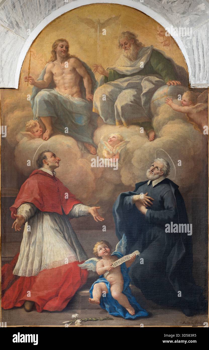 Cava de Tirreni - The painting of Holy Trinity with the St. Charles ...