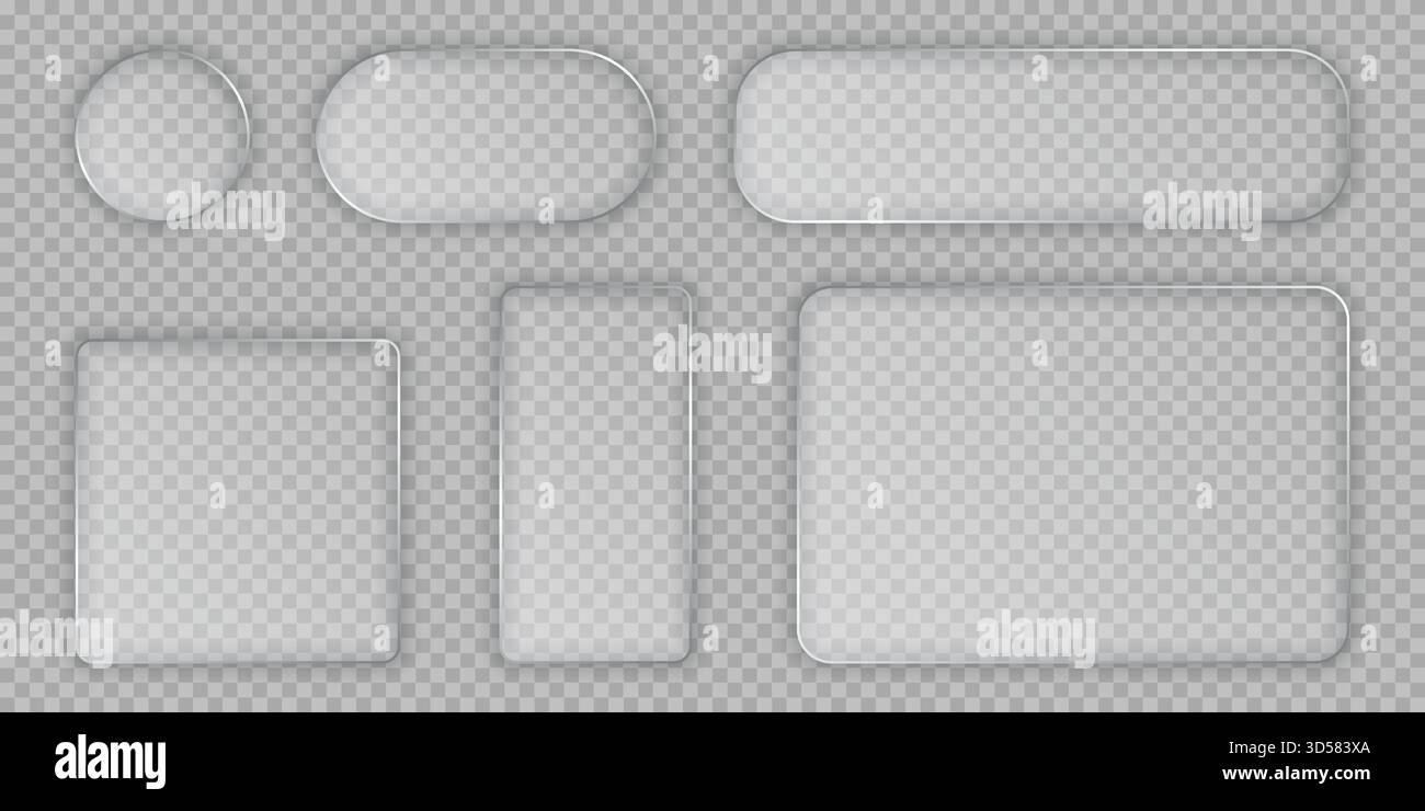 Liquid glass vector frames set collection in glassmorphism style ...