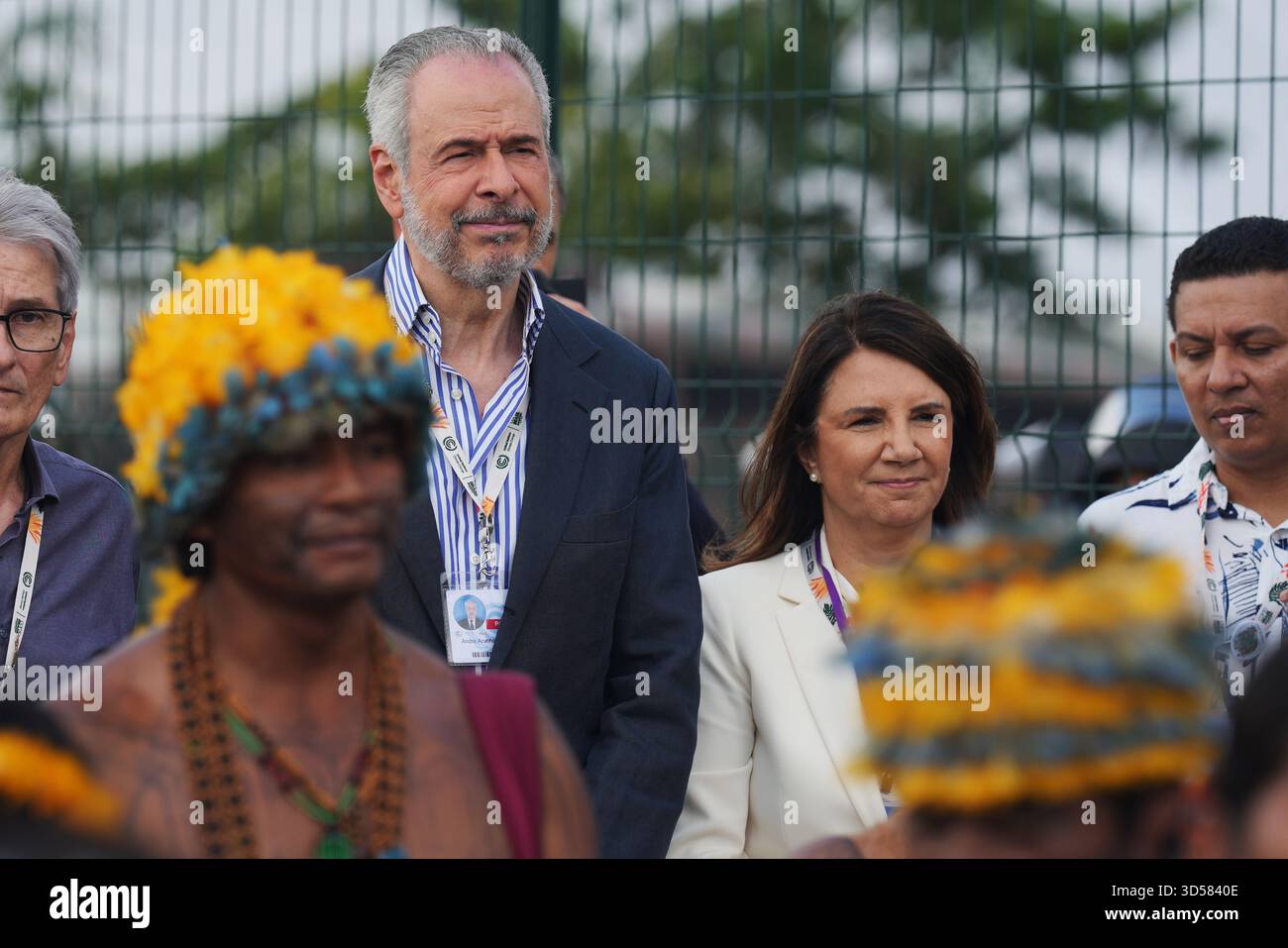 André Corrêa do Lago, COP30 president, center left, and Ana Toni, COP30 ...