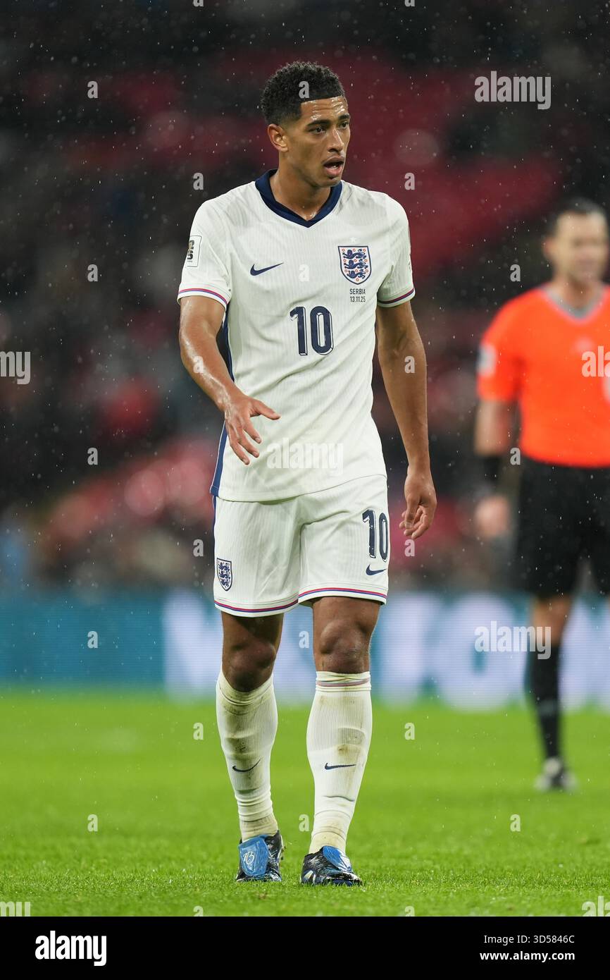 Jude Bellingham of England during the England v Serbia UEFA World Cup ...
