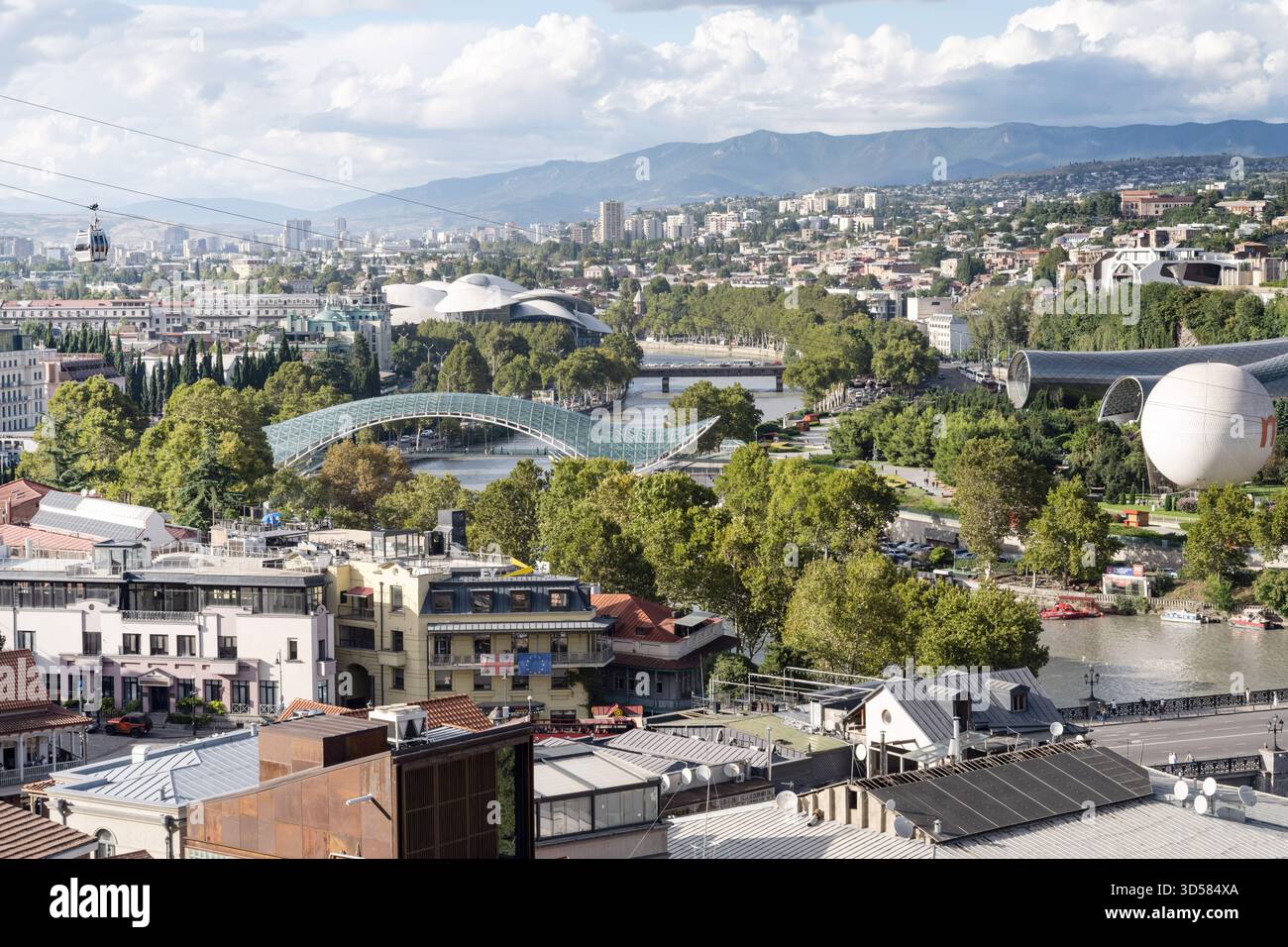 Panoramic city view of the Georgian Capital with its modern ...