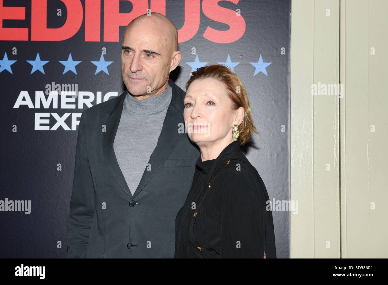 Mark Strong and Lesley Manville attend the "Oedipus" Broadway Opening ...
