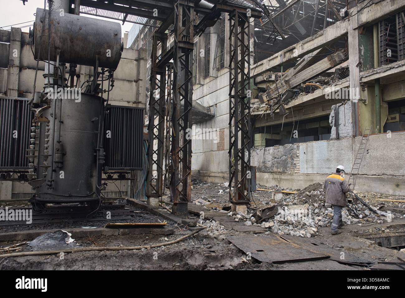 A damaged power plant is seen after Russia's recent missile and drone ...