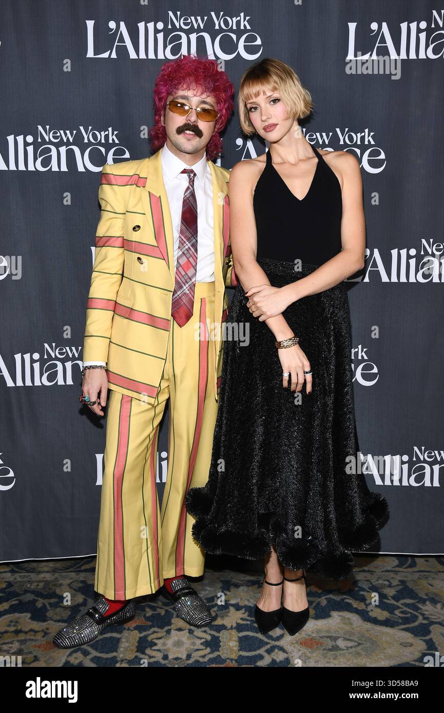 (L-R) French DJ Julien Granel and Belgian singer Angele attend the 2025 ...