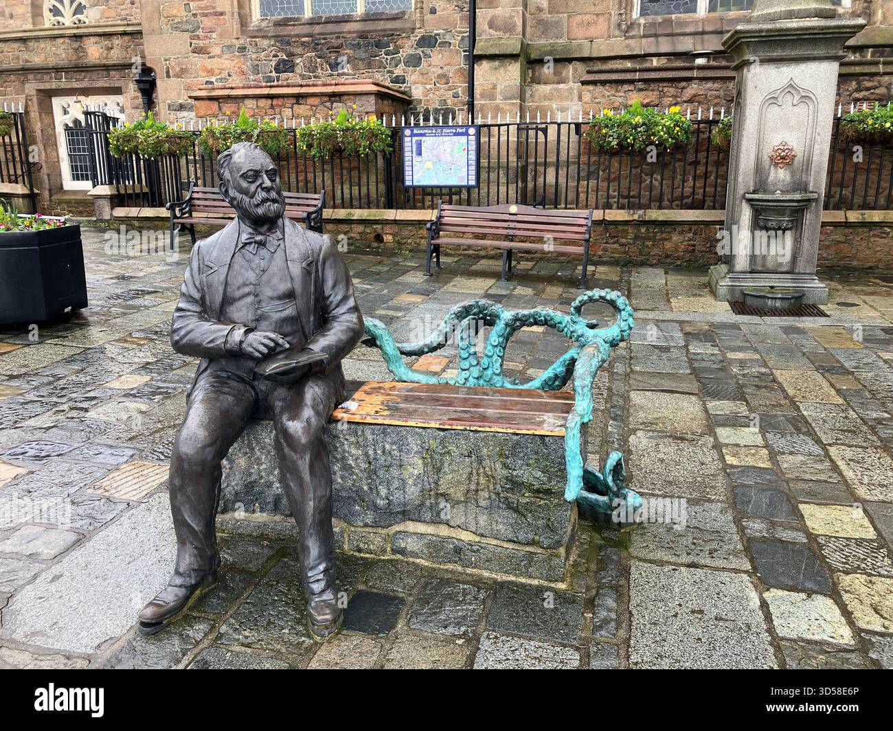 British Channel Isles. Guernsey. St. Peter Port. Statue of Victor Hugo ...