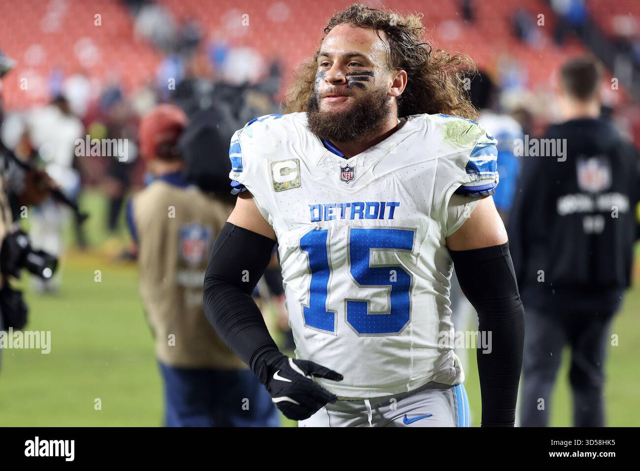 Detroit Lions linebacker Grant Stuard (15) looks on after an NFL ...