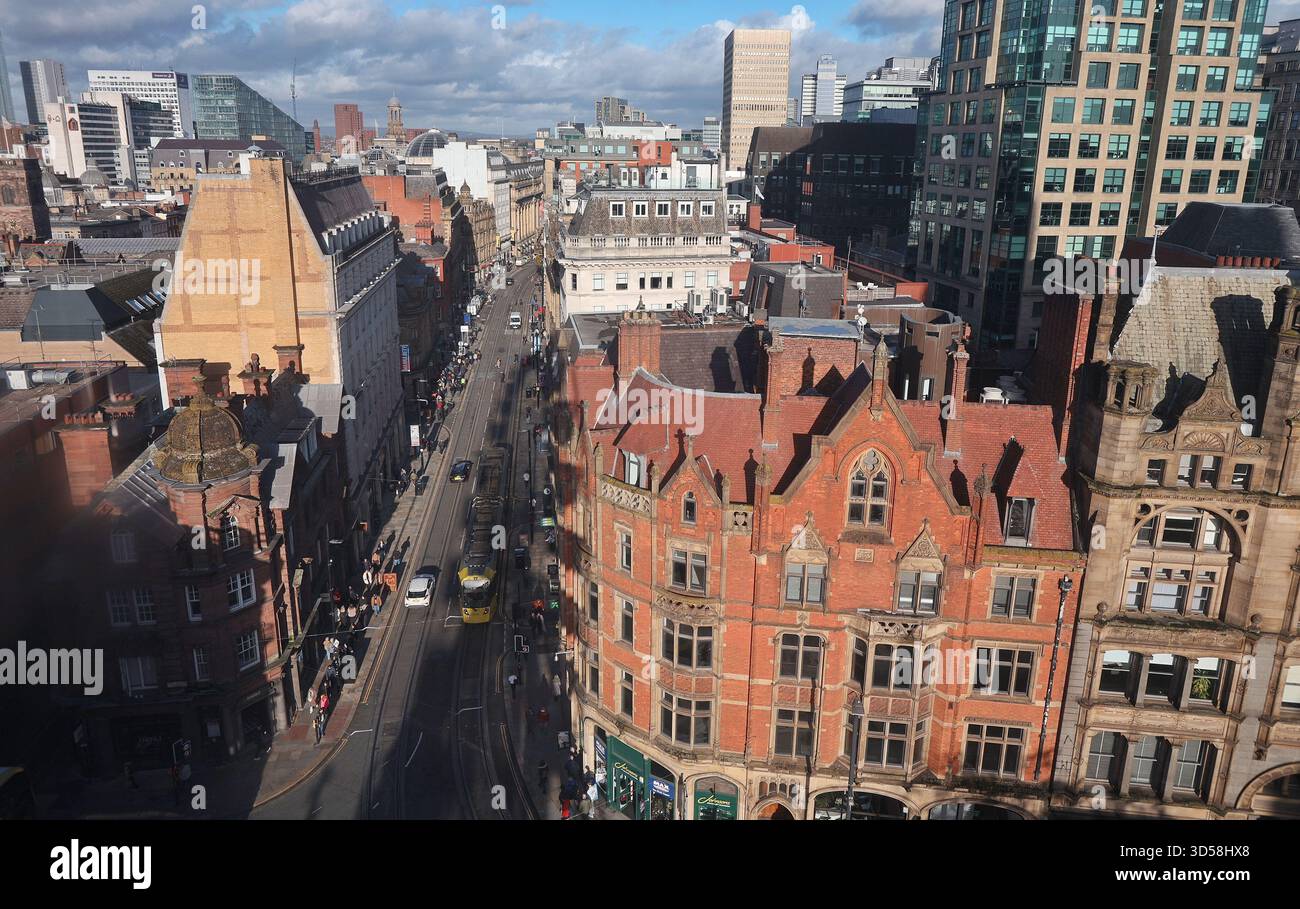 A bird's-eye view of Manchester city center on 13 November 2025. (Photo ...