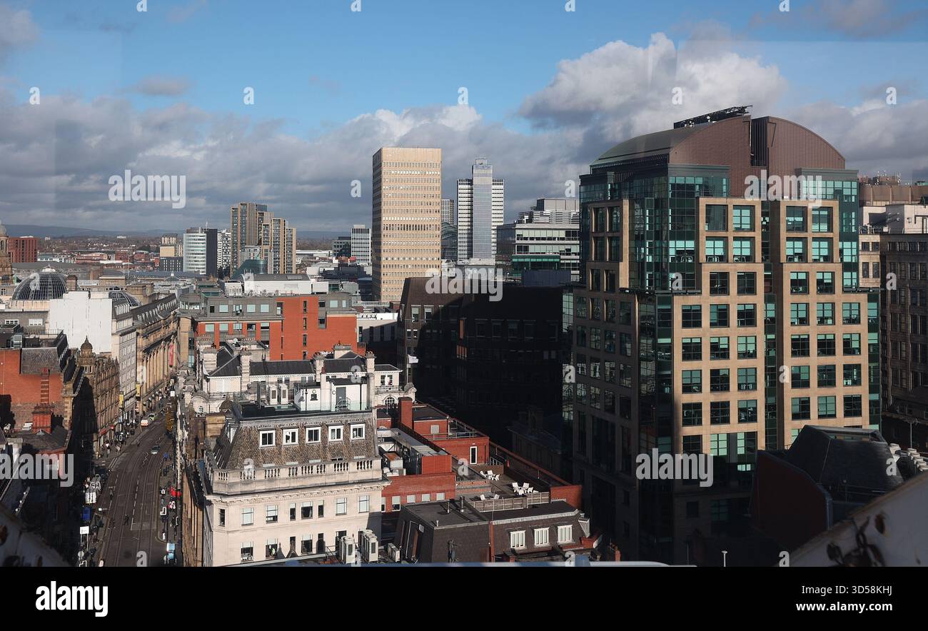 A bird's-eye view of Manchester city center on 13 November 2025. (Photo ...