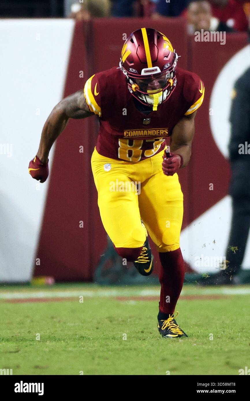 Washington Commanders wide receiver Jaylin Lane (83) runs a route ...