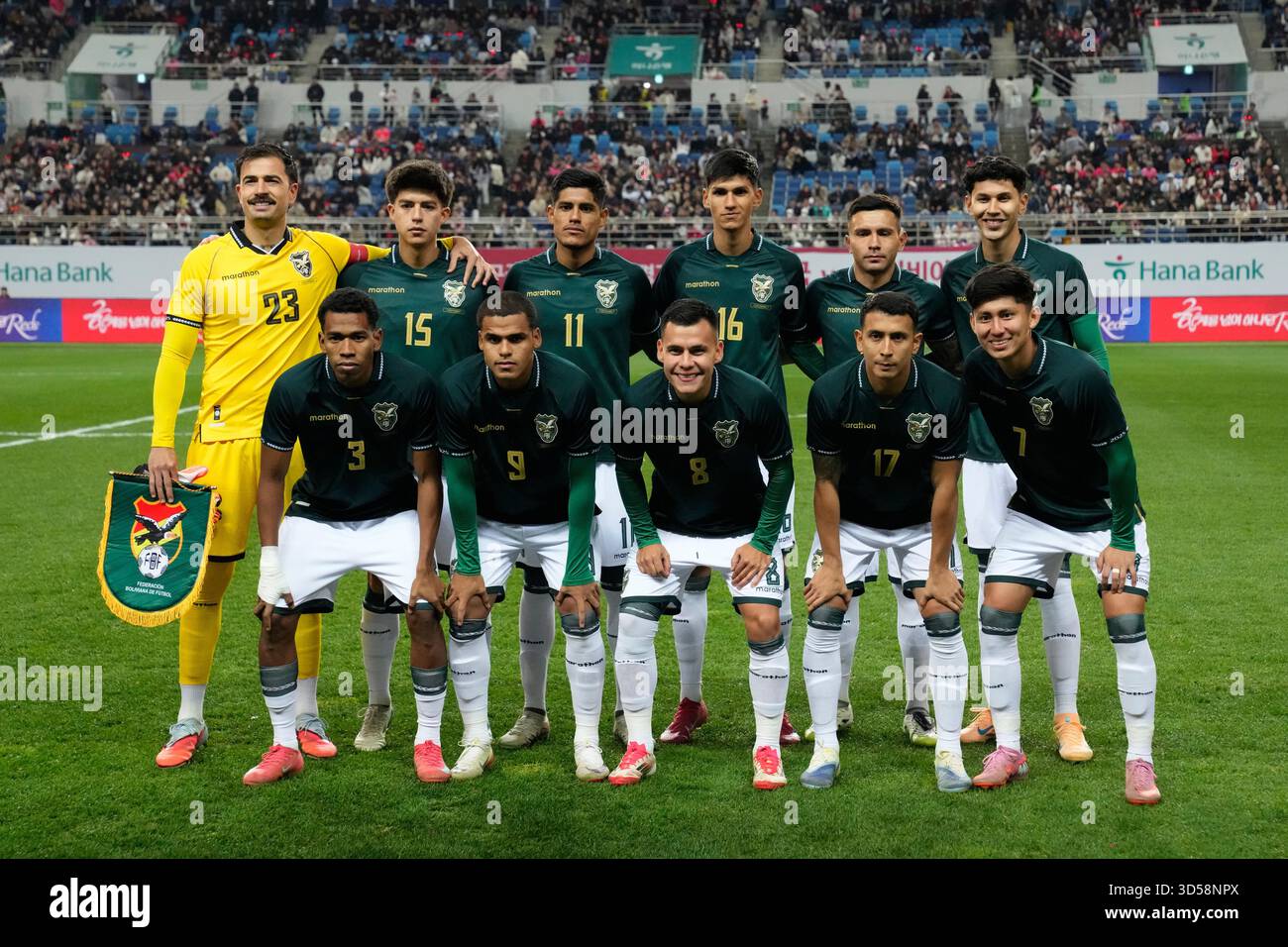 Bolivia's players pose for a team photo prior to the international ...