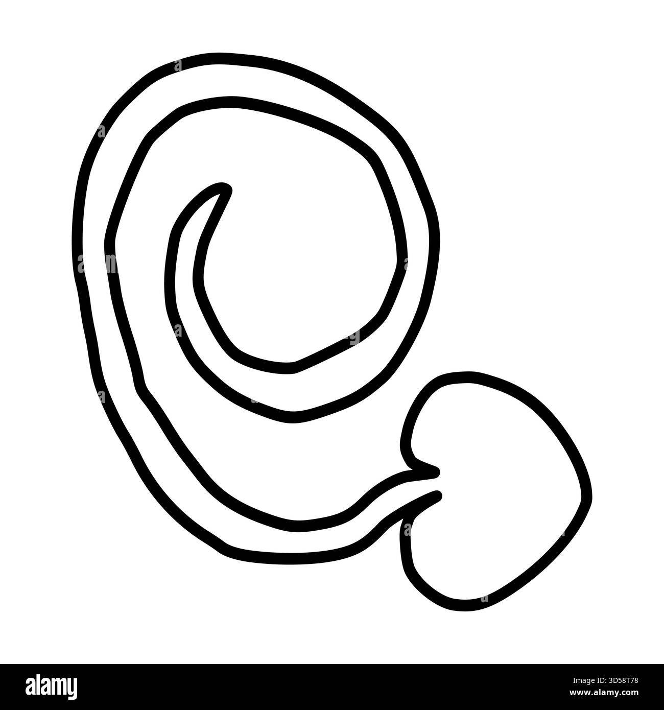 Abstract black vector outline of a coiled snake with a heart-shaped ...