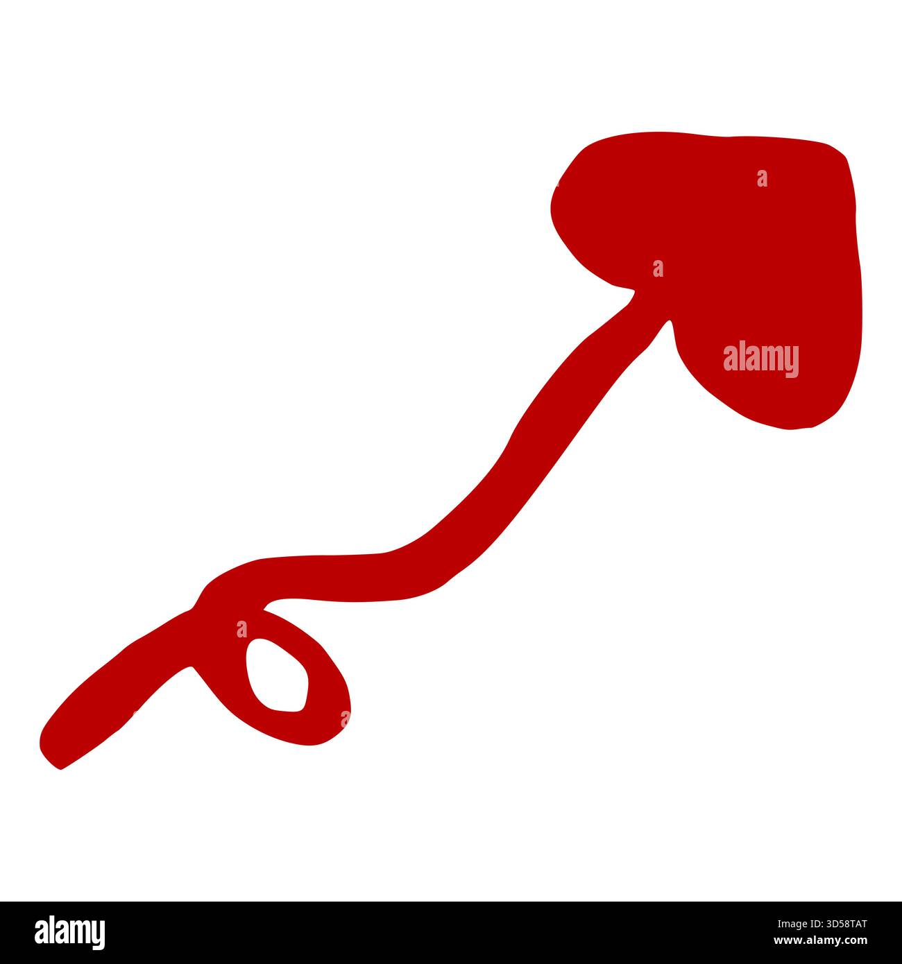 A bold, flowing red arrow with a curved tail, symbolizing direction and ...
