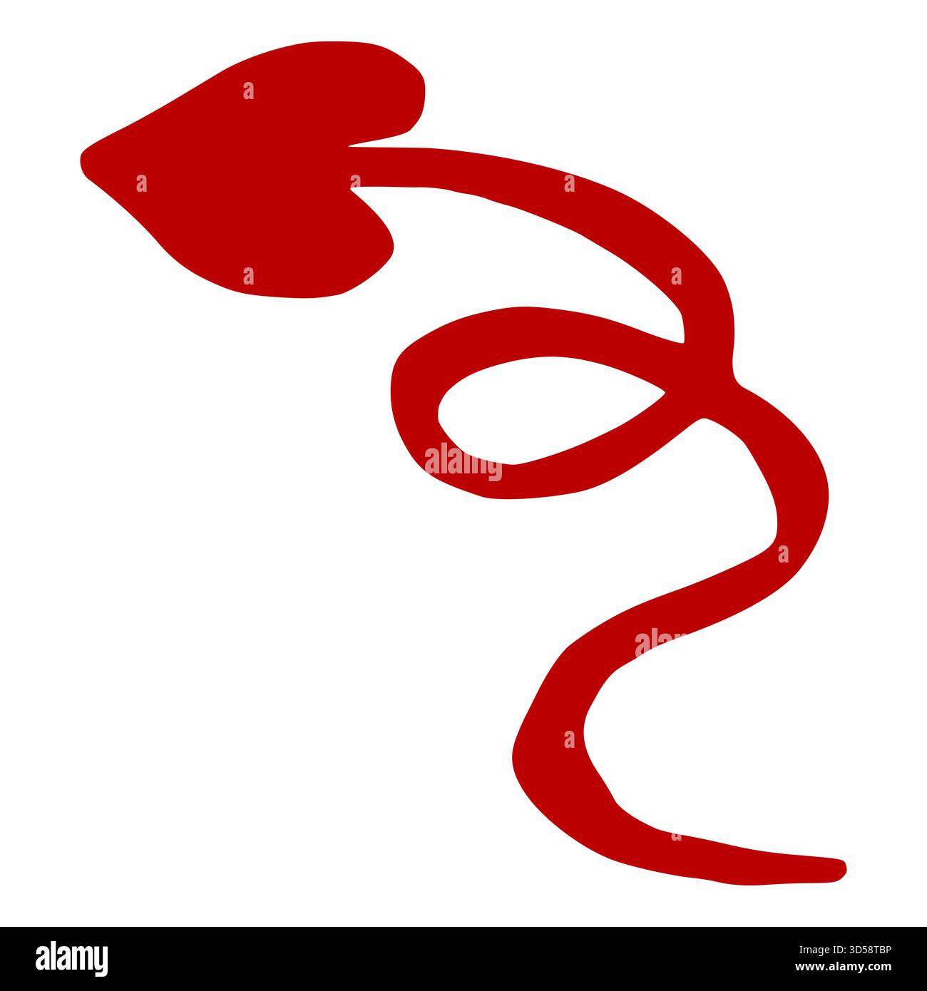 A dynamic, flowing red arrow shape vector with a curved, serpentine ...