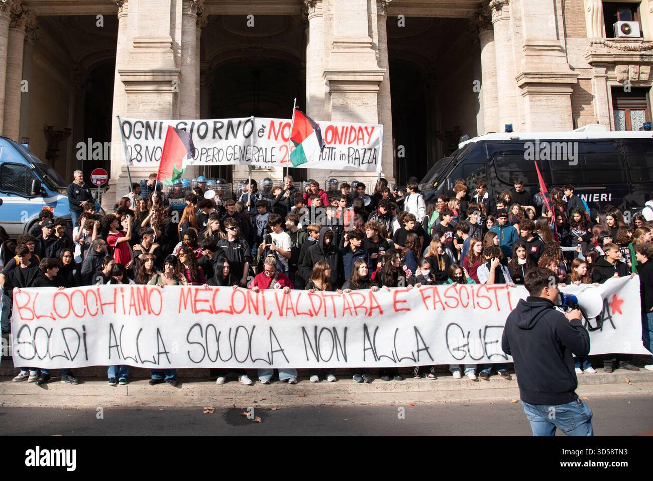 Rome, Italy. 14th November 2025. No Melony Day. Student protest against ...