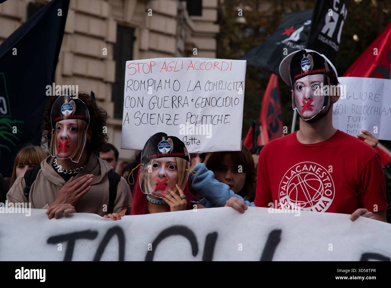 Rome, Italy. 14th November 2025. No Melony Day. Student protest against ...
