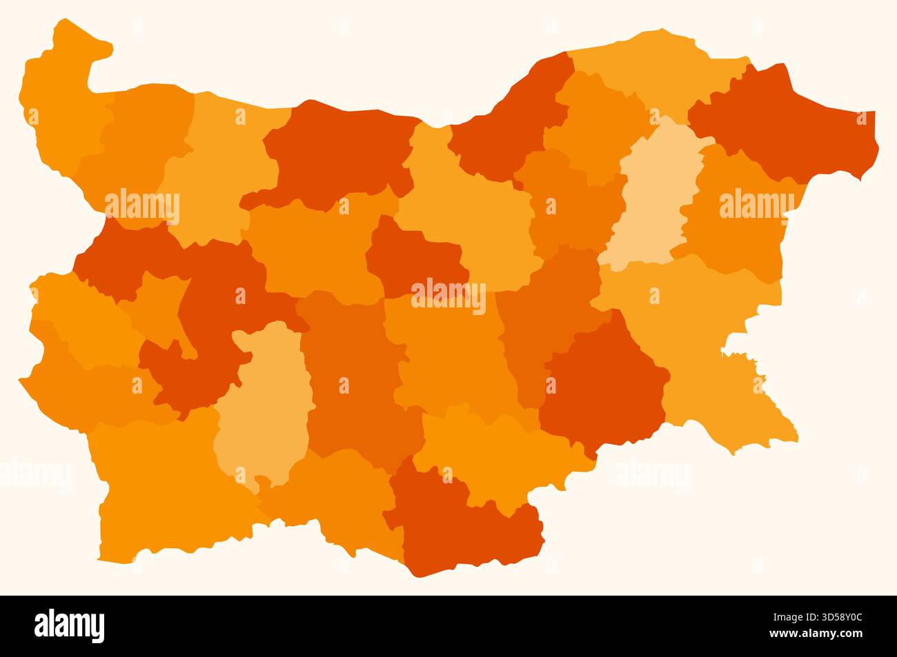 Map of Bulgaria with regions. Just a simple country border map with ...