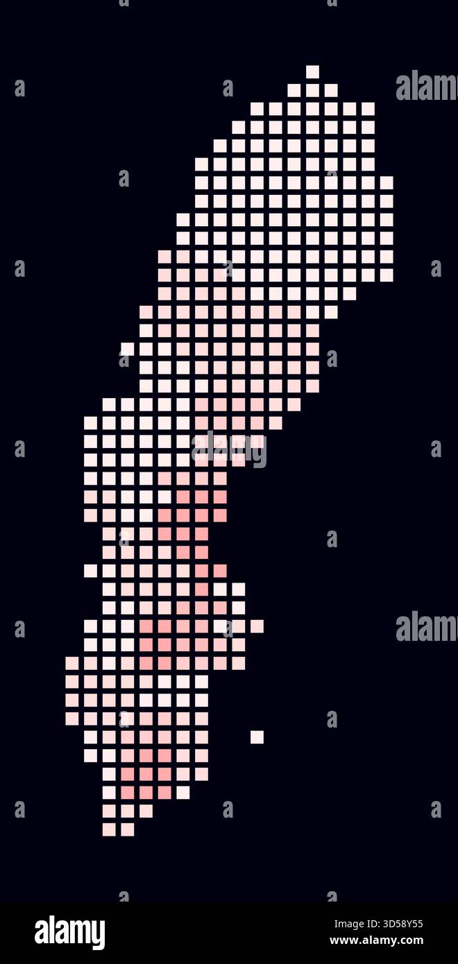 Sweden dotted map. Digital style map of the country on a dark ...