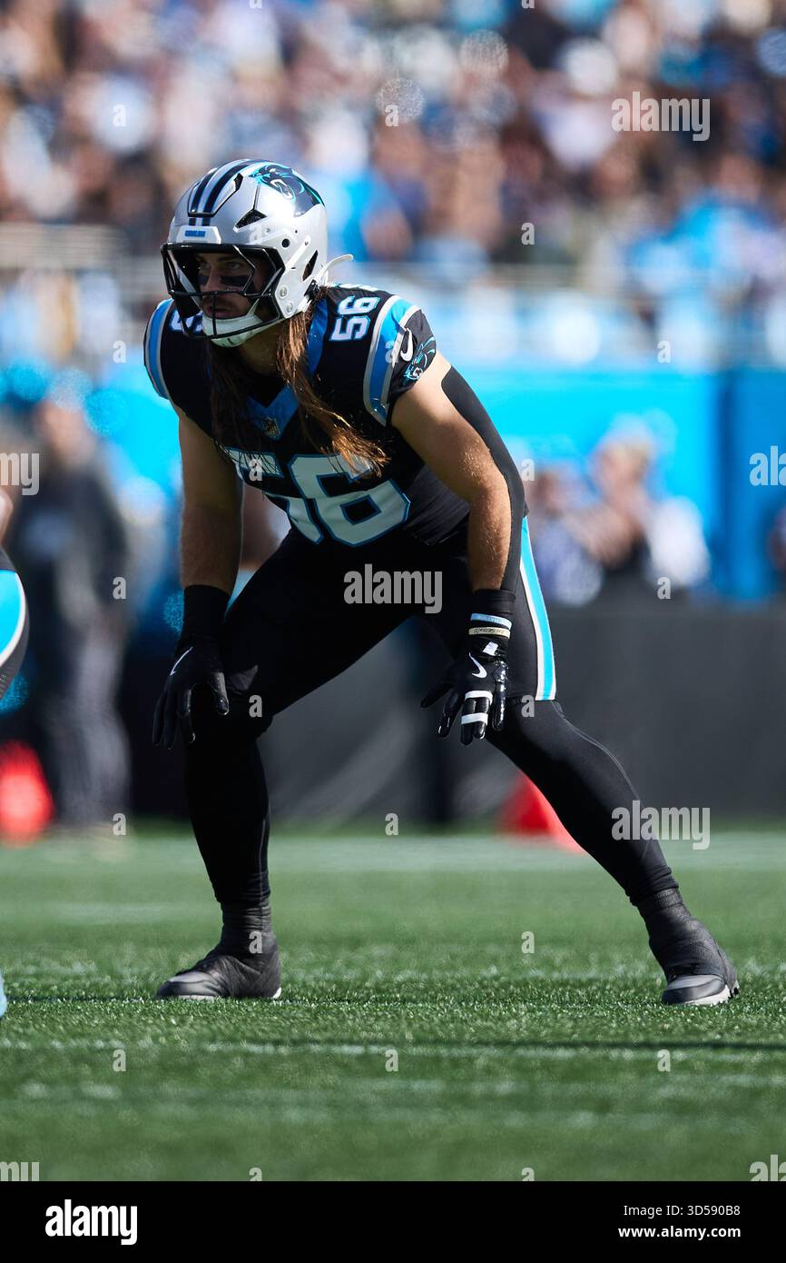 Carolina Panthers linebacker Christian Rozeboom (56) lines up on ...