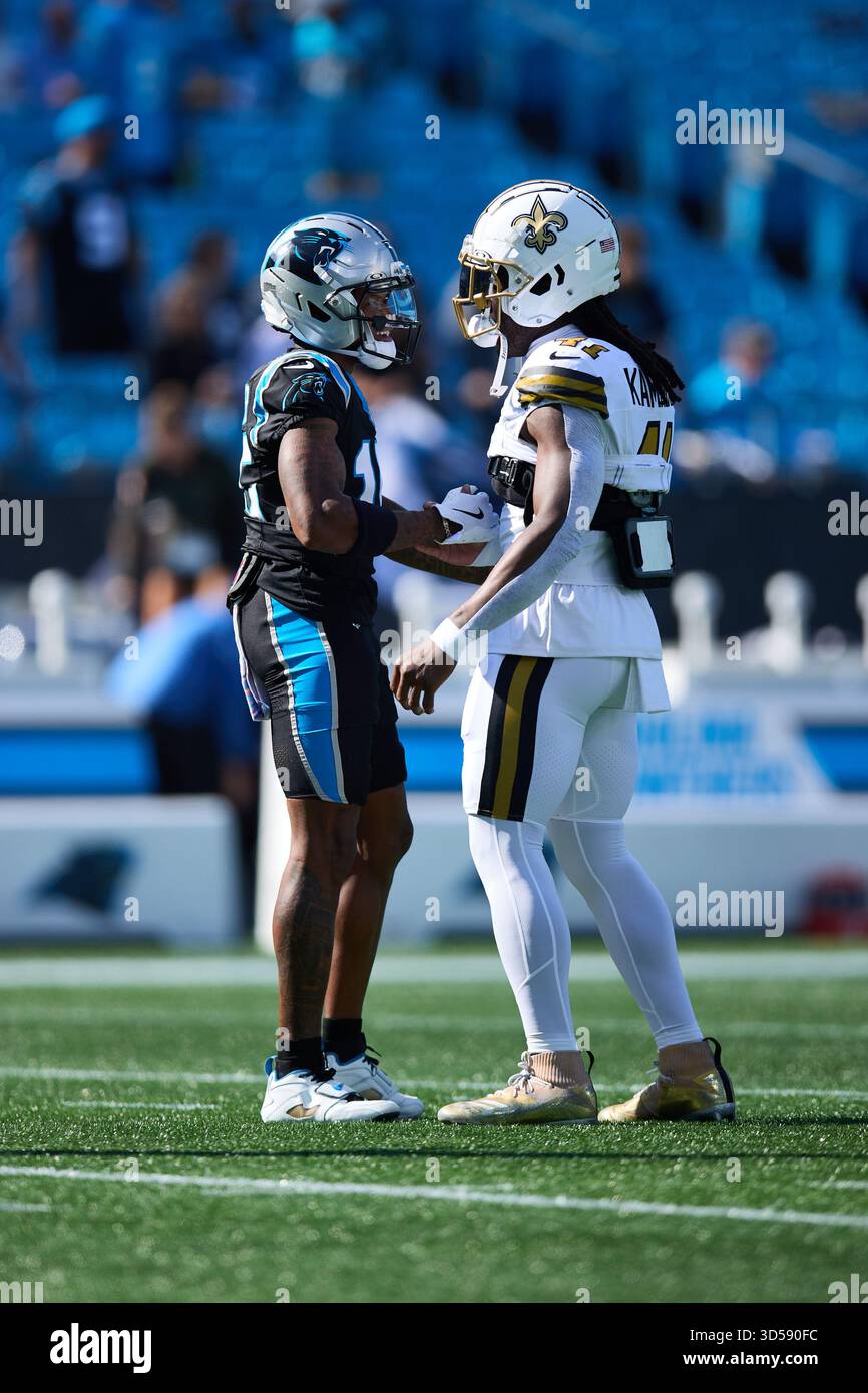 Carolina Panthers wide receiver Jimmy Horn Jr. (15) chats with New ...