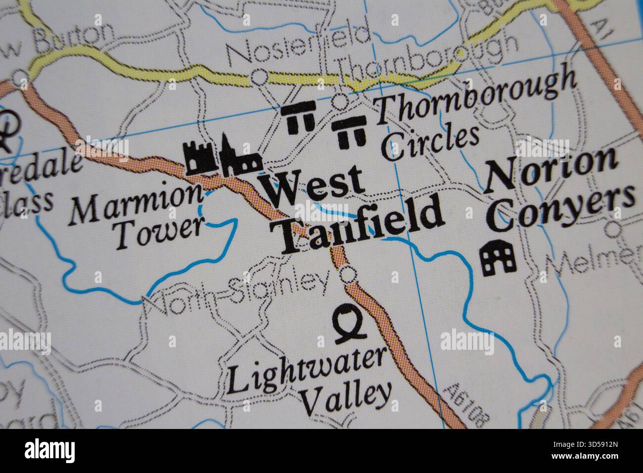West Tanfield - United Kingdom colour atlas map town name of the area ...