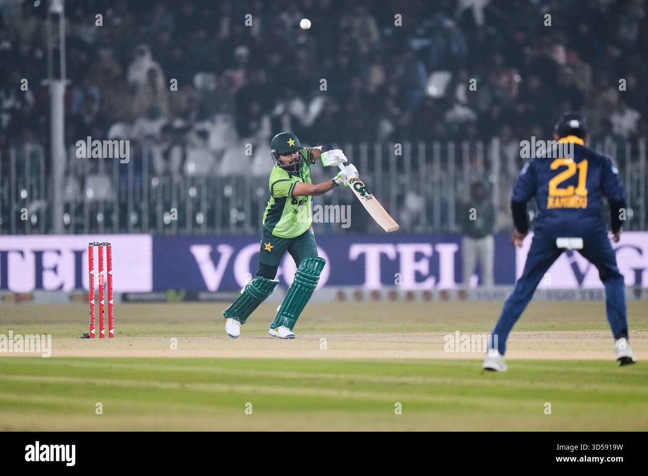 Pakistan's Babar Azam plays a shot during the second one day ...