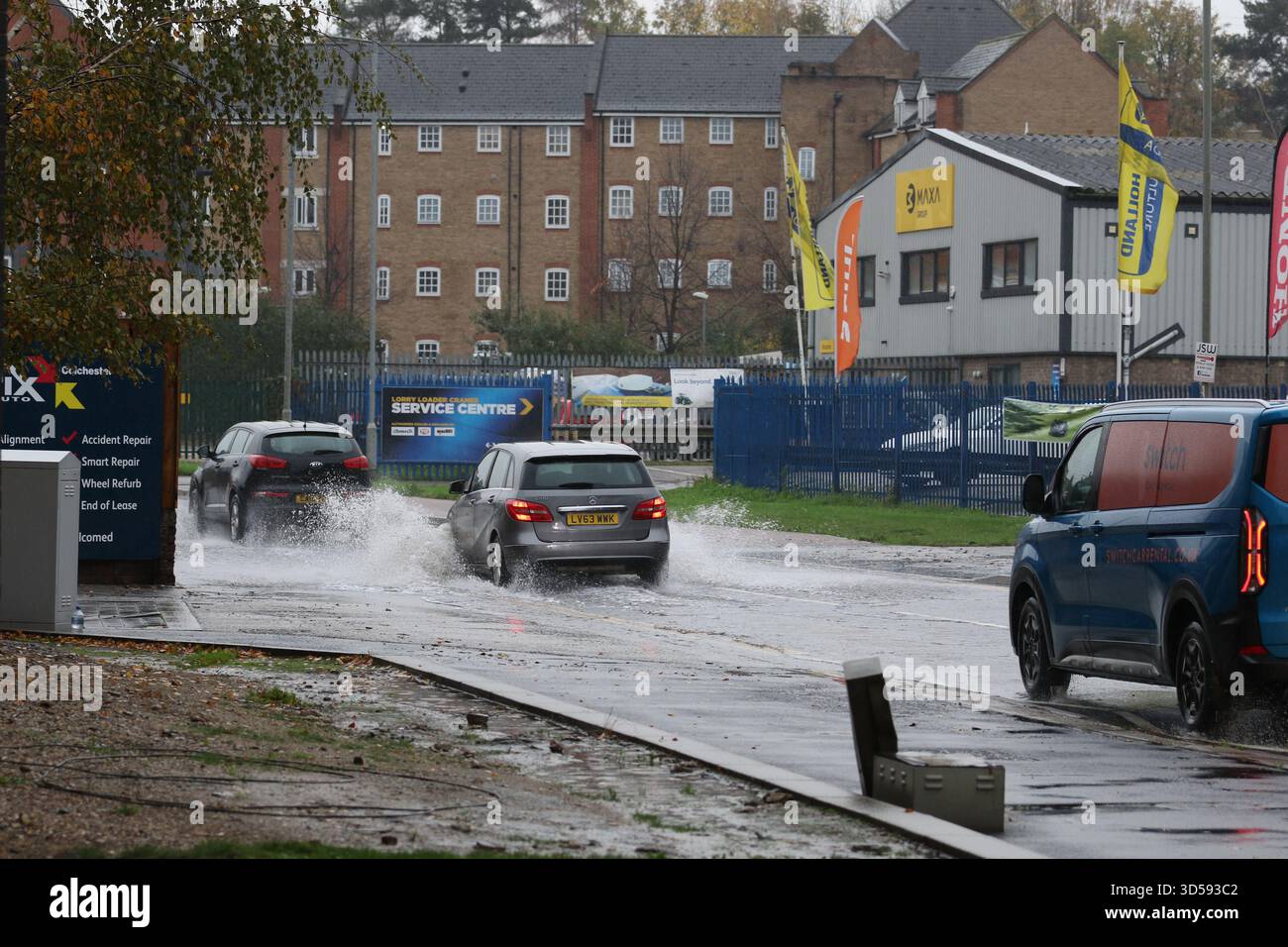 Colchester, UK. 14th Nov, 2025. Heavy and persistent rain due to Storm ...