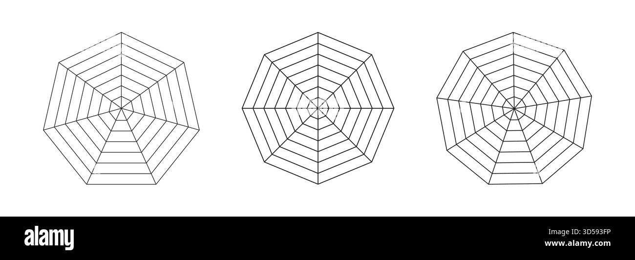 Polygon graphs. Radar, spider diagram template. Spider black mesh ...