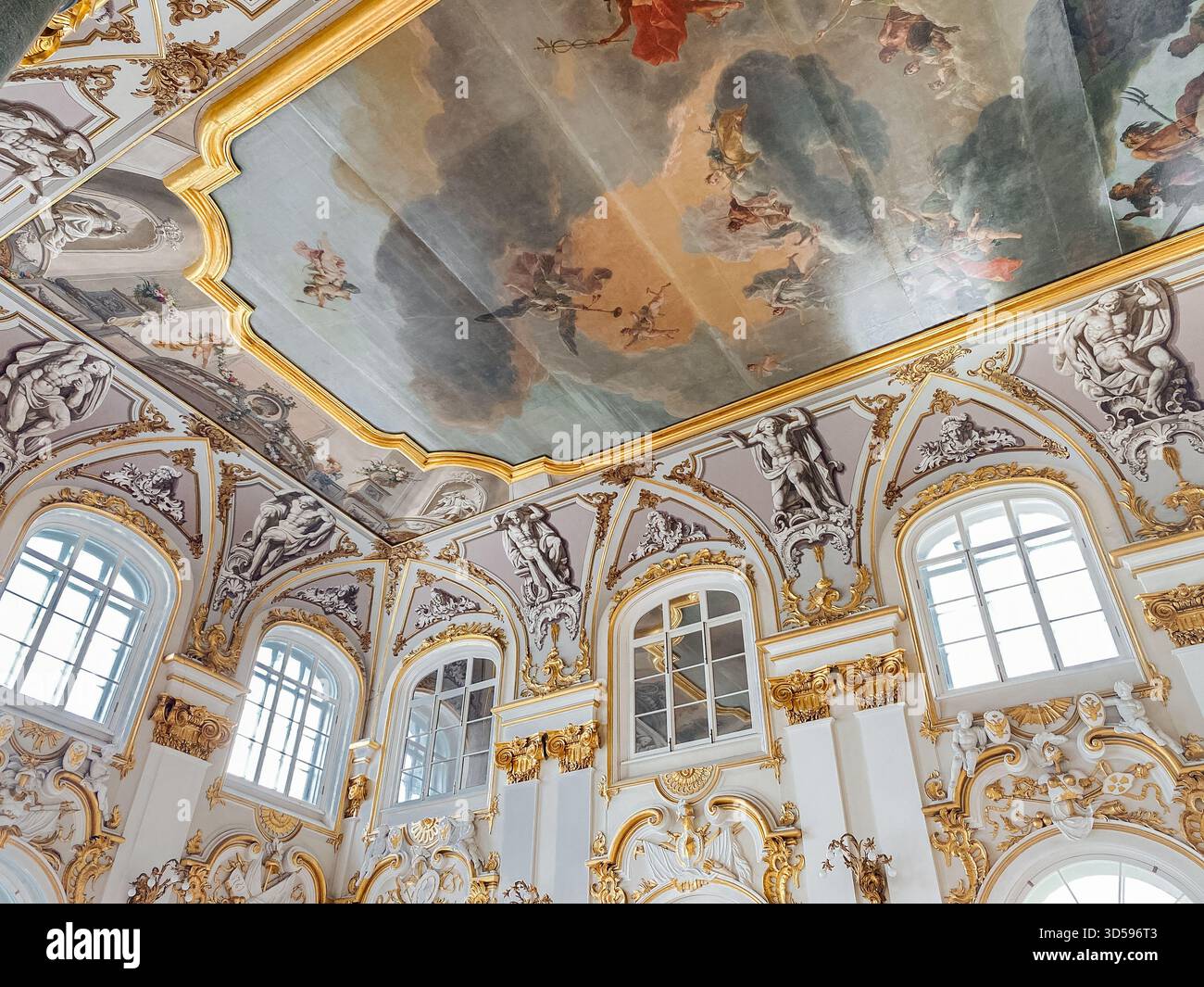 May 15, 2025, St. Petersburg, Russia. Ornate ceiling features stunning ...